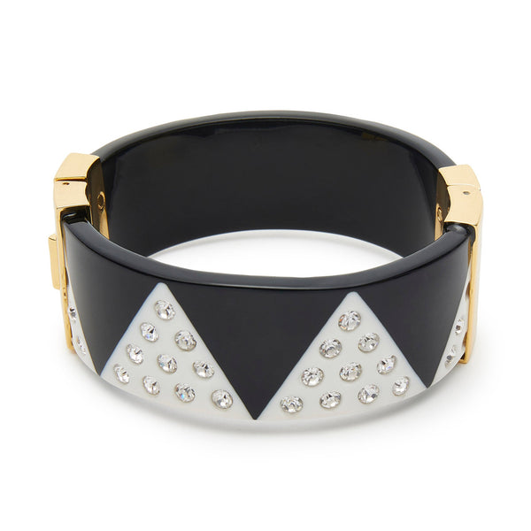 JET IVORY HARLEQUIN HINGED CUFF - Lele Sadoughi