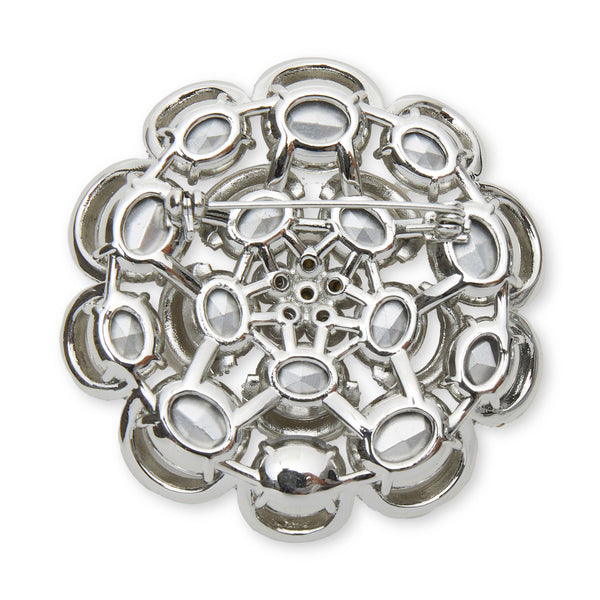 SHINY SILVER CRYSTAL ROSE BROOCH - Lele Sadoughi