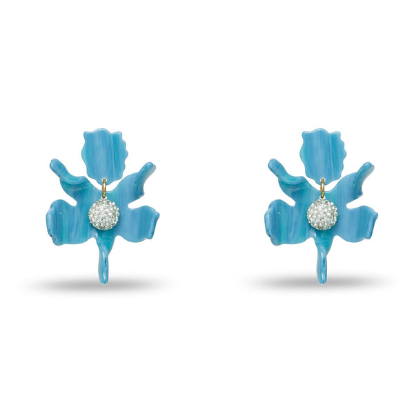 AZURE SMALL CRYSTAL LILY EARRINGS - Lele Sadoughi