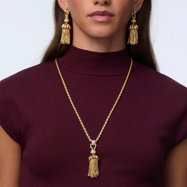 GOLD CHATEAU ROPE TASSEL NECKLACE - Lele Sadoughi